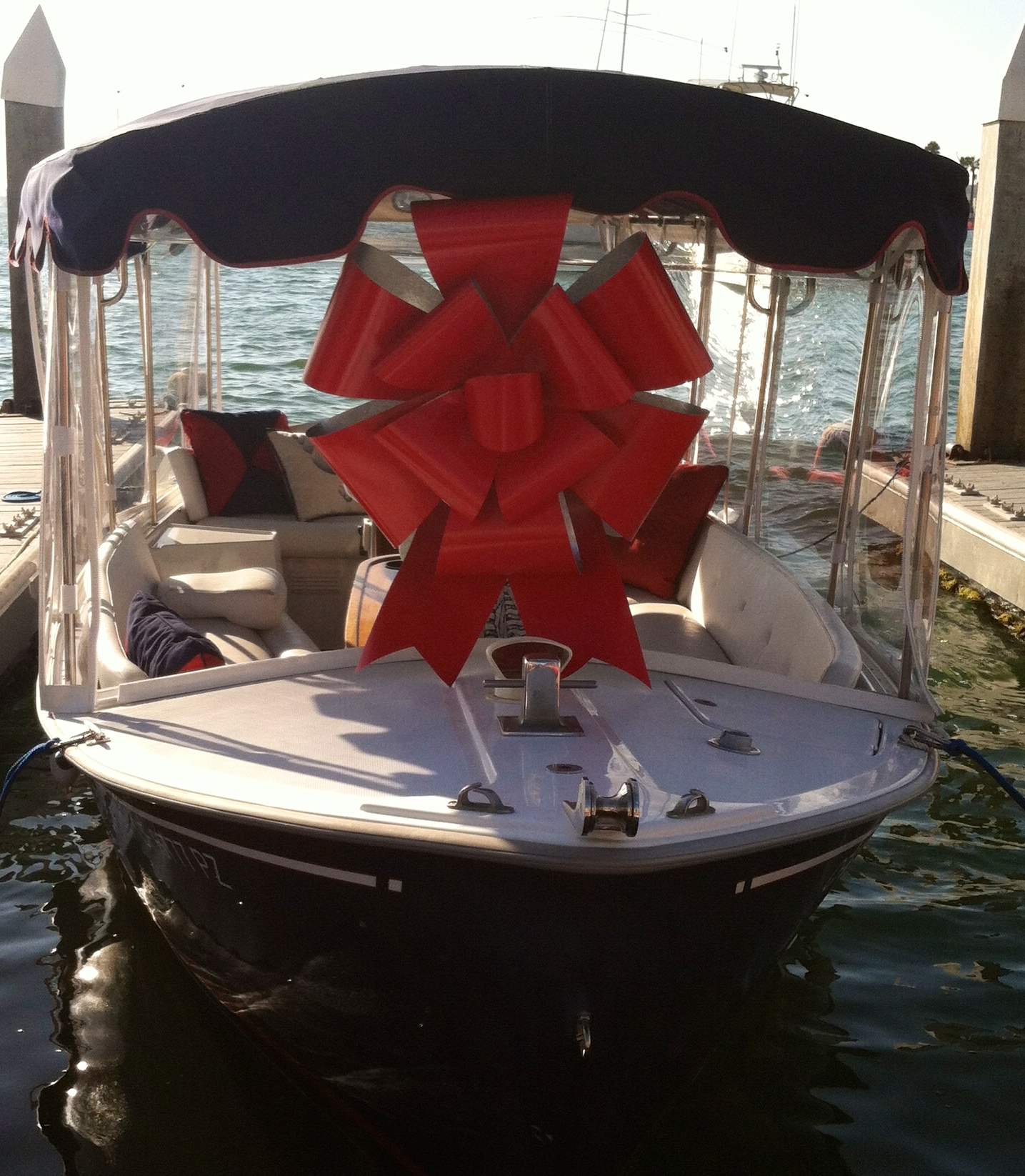 Red Bow on Duffy Boat