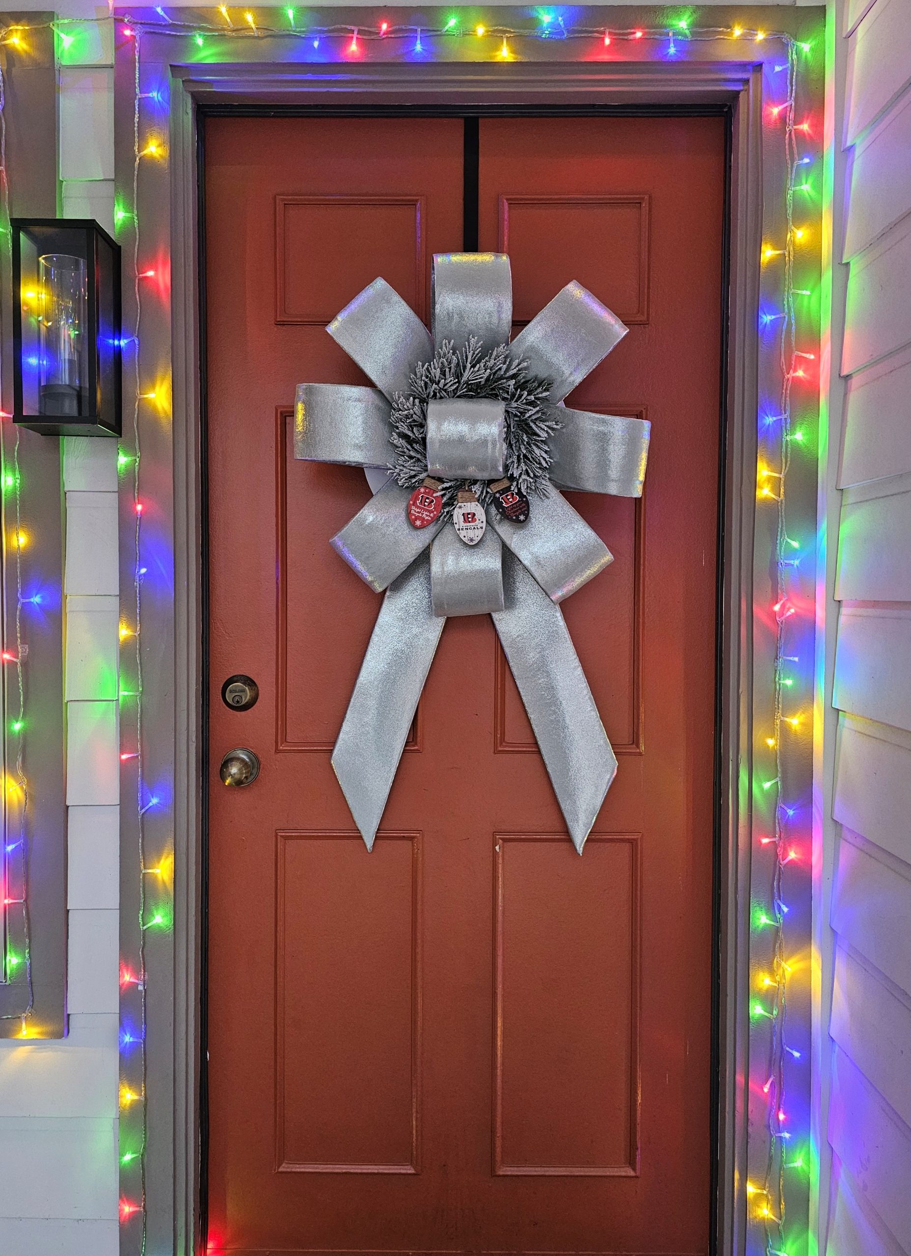 Bow for Door; Door Bow; Big Bow; Giant Bow; Holiday Bow; Silver Bow ...